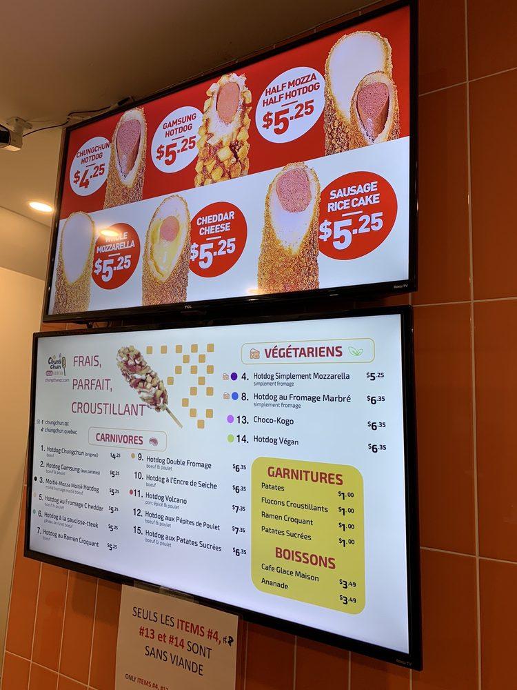 Menu at Chungchun Kogo Coreen fast food, Montréal, Rue Pierce