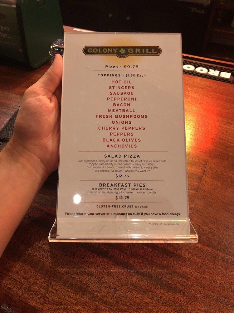 Menu at Colony Grill pizzeria, Port Chester