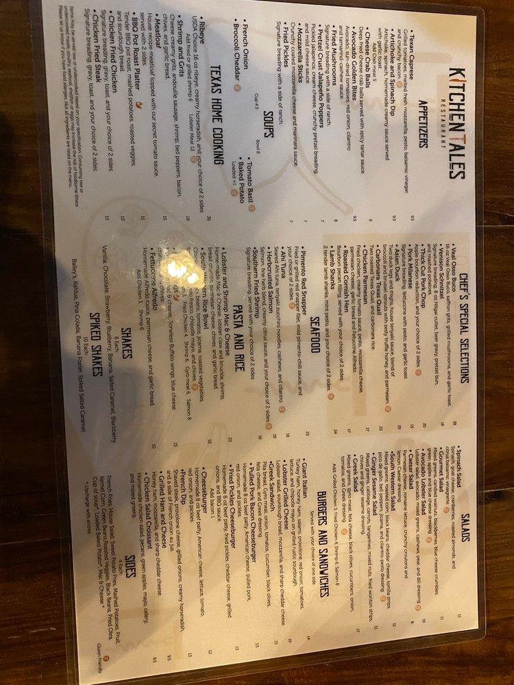 Menu at Kitchen Tales restaurant, Conroe