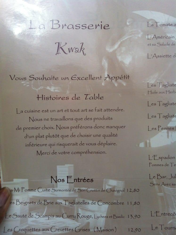 Menu au Kwak, Woluwe-Saint-Lambert