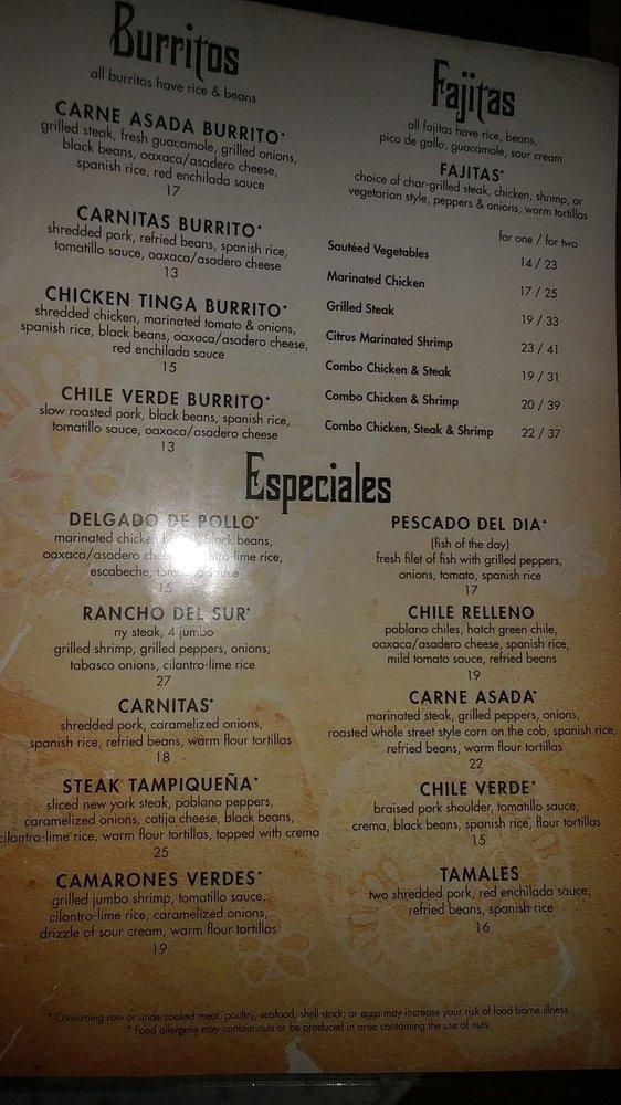 Menu at Mi Casa Grill Cantina restaurant, Las Vegas