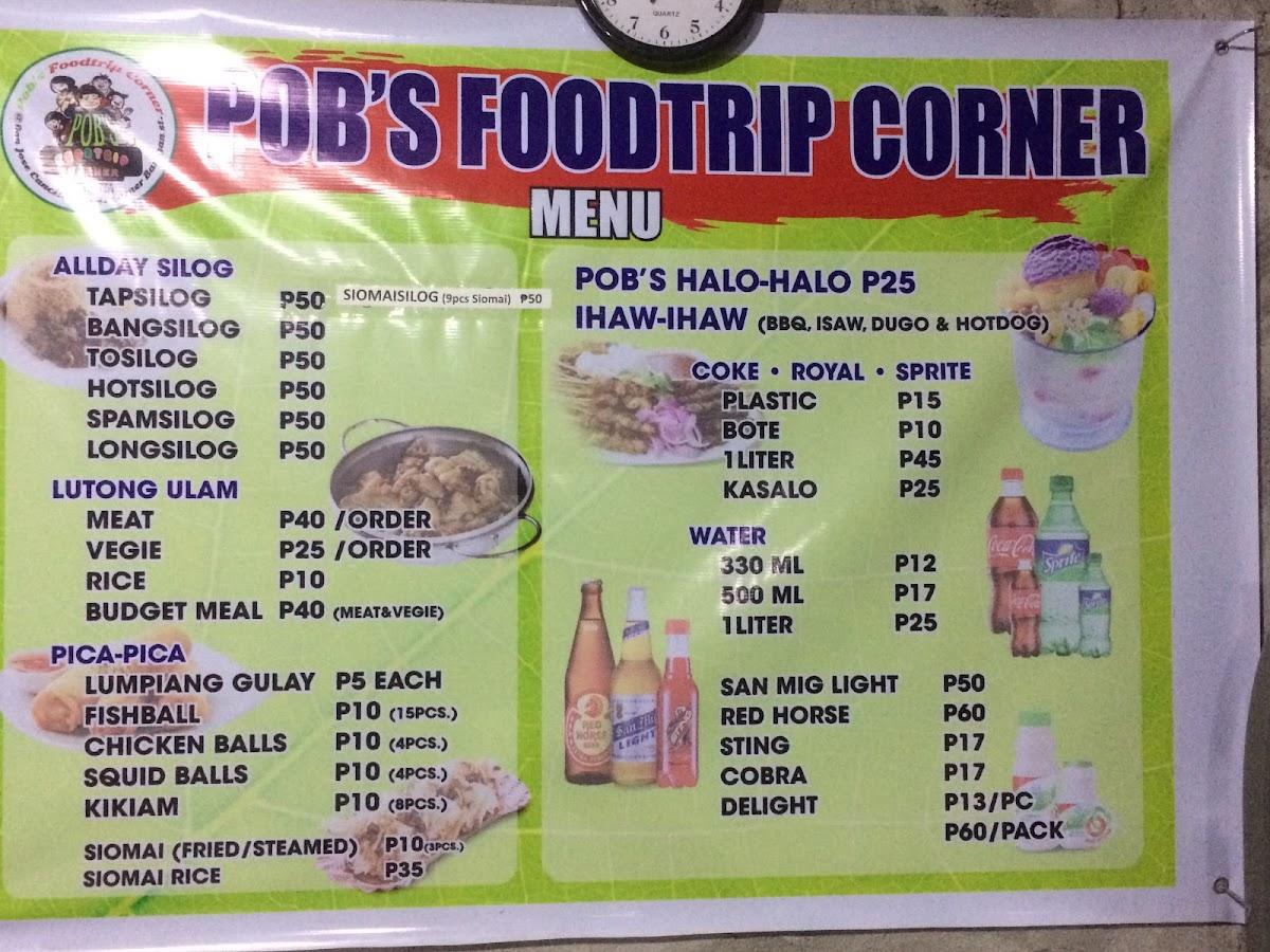 Menu at POB'S FOODTRIP CORNER restaurant, Cauayan City