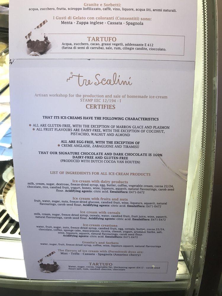 Carta de Ristorante Tre Scalini, Roma, Piazza Navona
