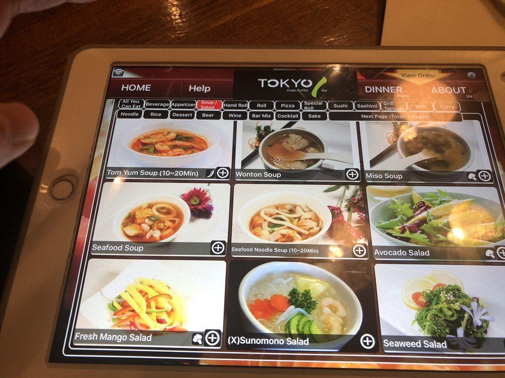 Menu at Tokyo 1 restaurant, Kelowna