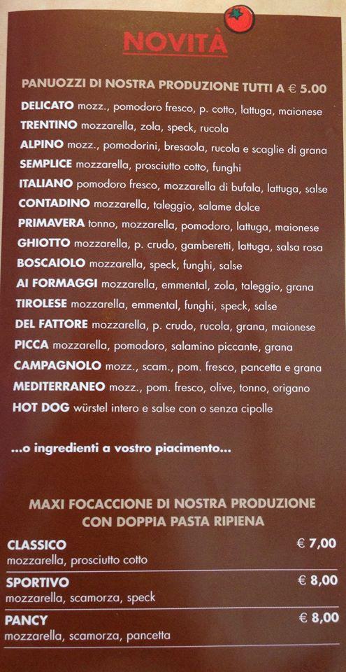 Menu at Pizzeria D' Asporto Da Matti, Bagnatica