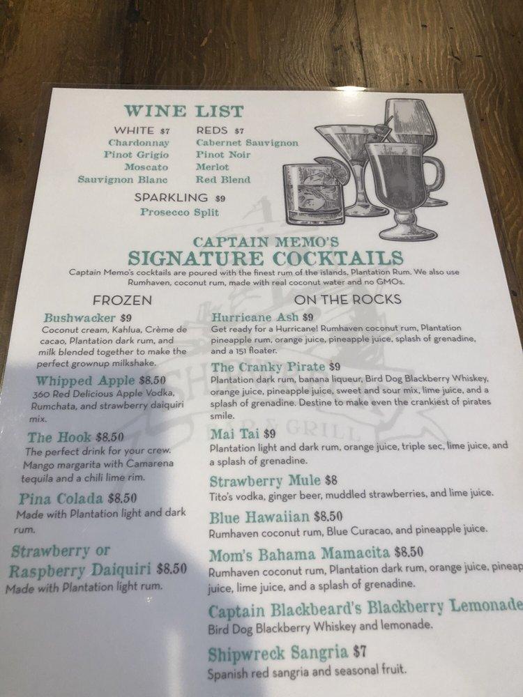 Menu at Shipwreck Bar & Grill, Griffith