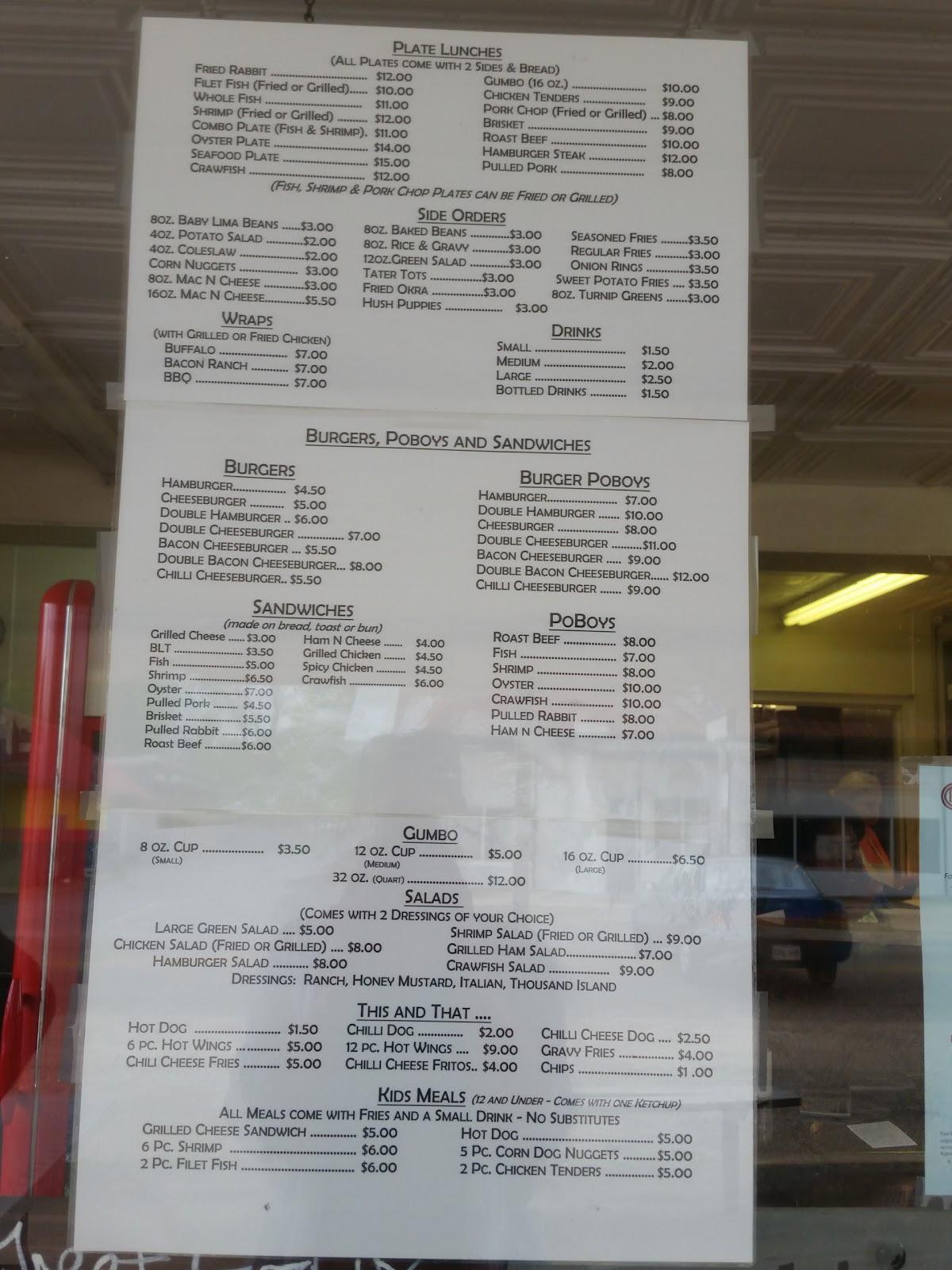 Menu at Southern Fried Rabbit restaurant, Columbia, 229 S High School Ave