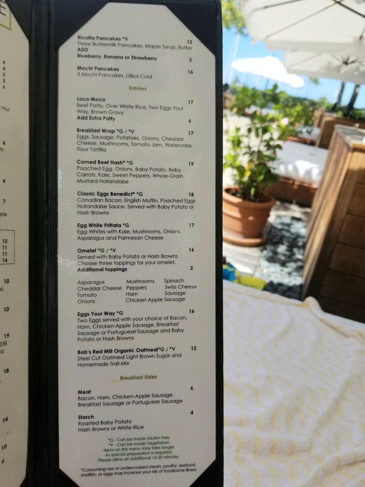 Menu at The Grove Restaurant & Bar, Honolulu