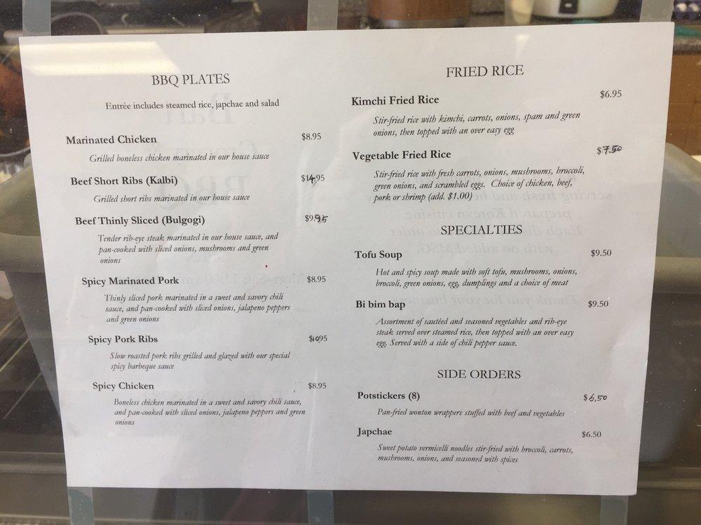 Menu at Bart Grocery, Daly City