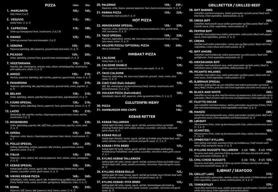 Menu at Cats cafè, restaurant og pizzeria, Nordfjordeid
