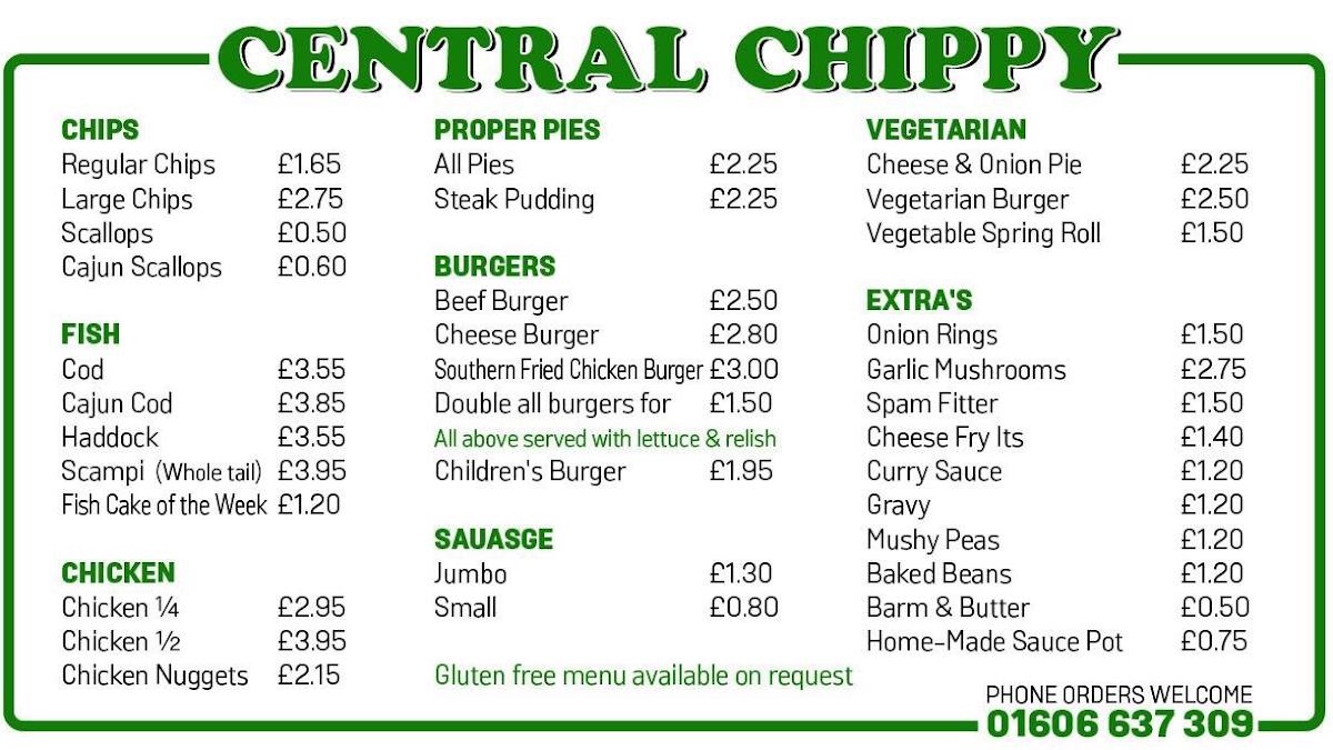 Central Chippy in Northwich - Restaurant menu and reviews