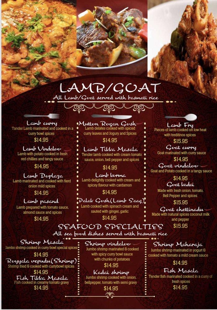 Menu at Curry Bowl Indian Restaurant, Folsom
