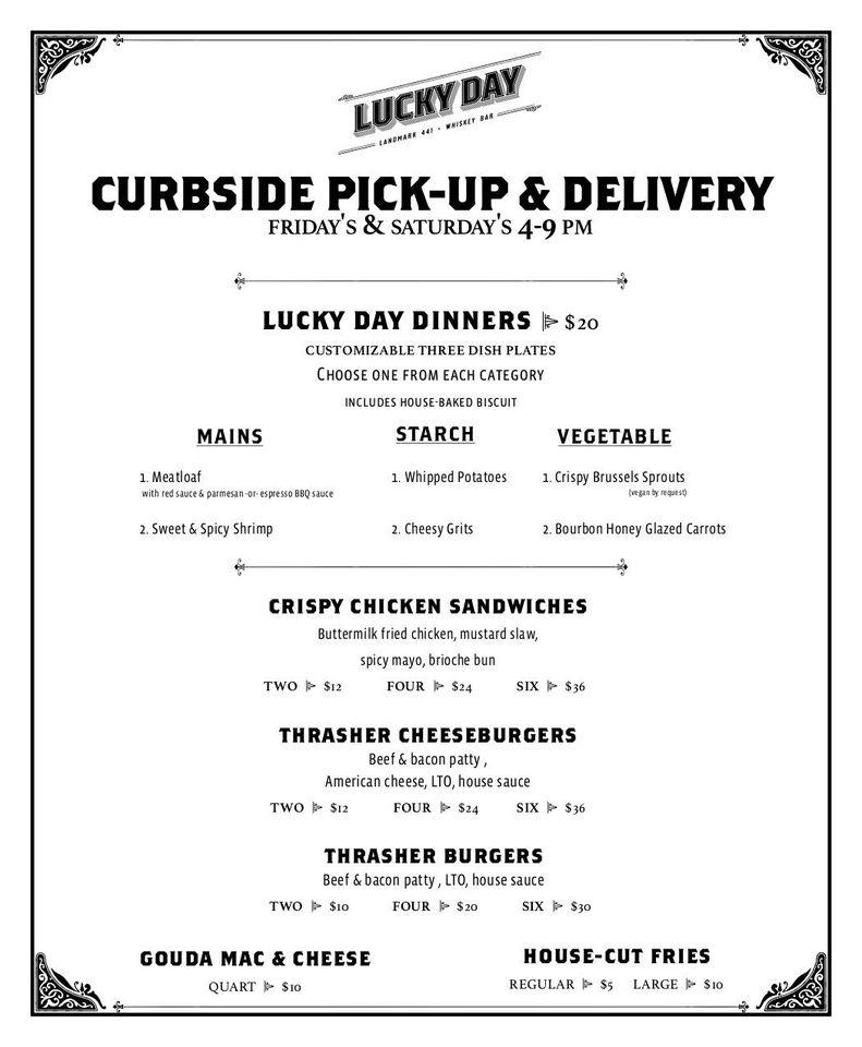 Menu at Lucky Day Whiskey Bar, Buffalo