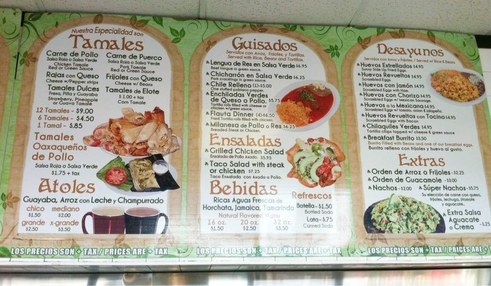 Menu at Manolo's Tamales 24 hrs. Midway restaurant, Chicago, W 63rd St
