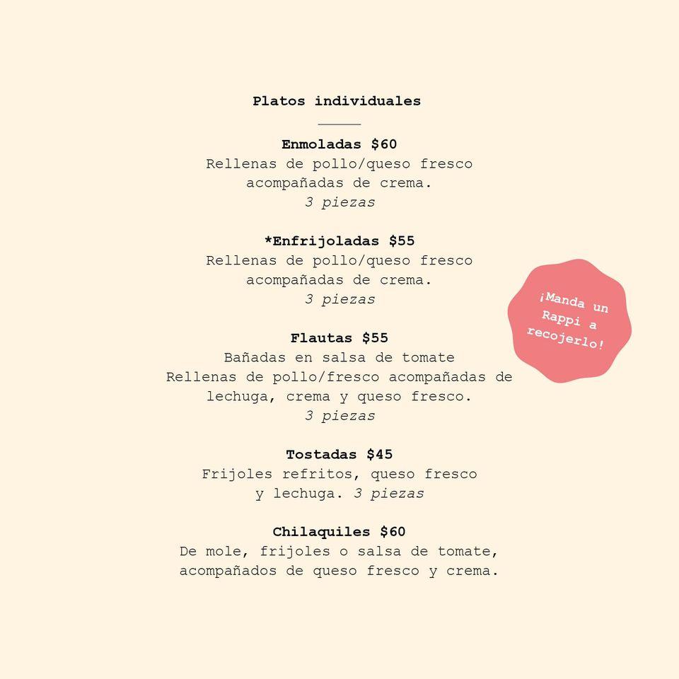 Menu at Pancho Maiz restaurant, Merida