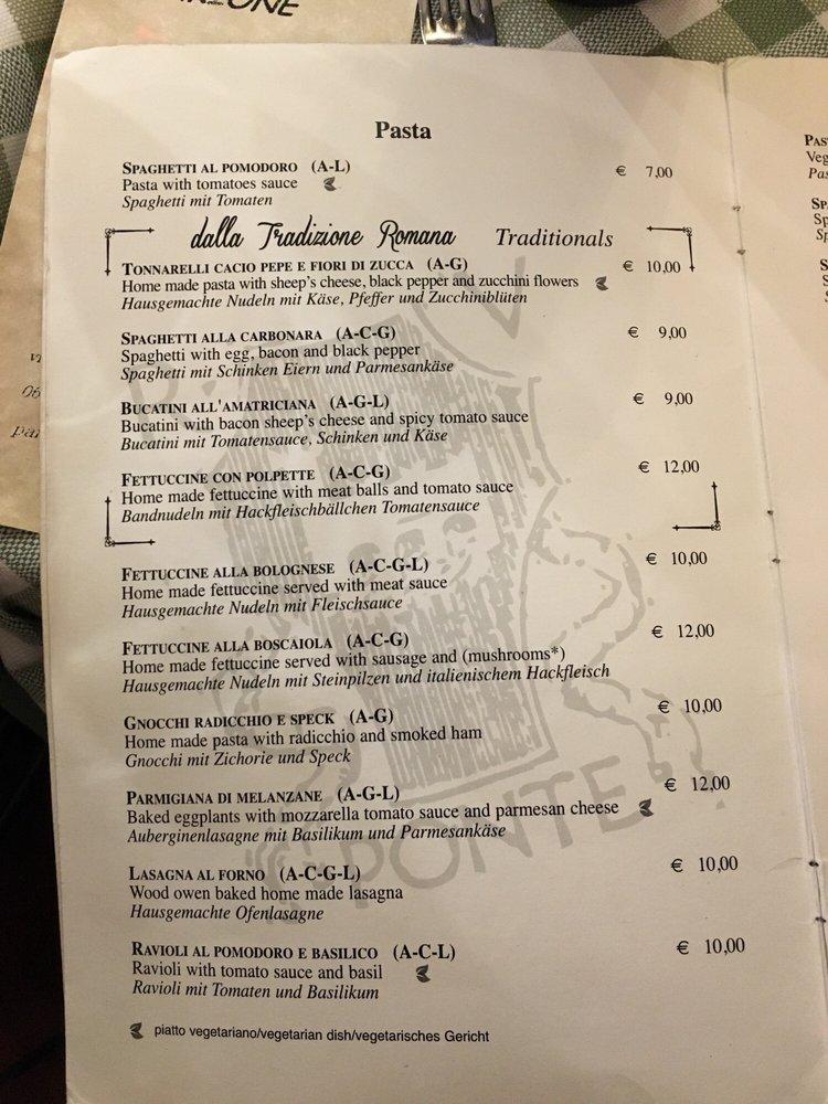 Menu da Ponte e Parione - Ristorante Piazza Navona, Roma
