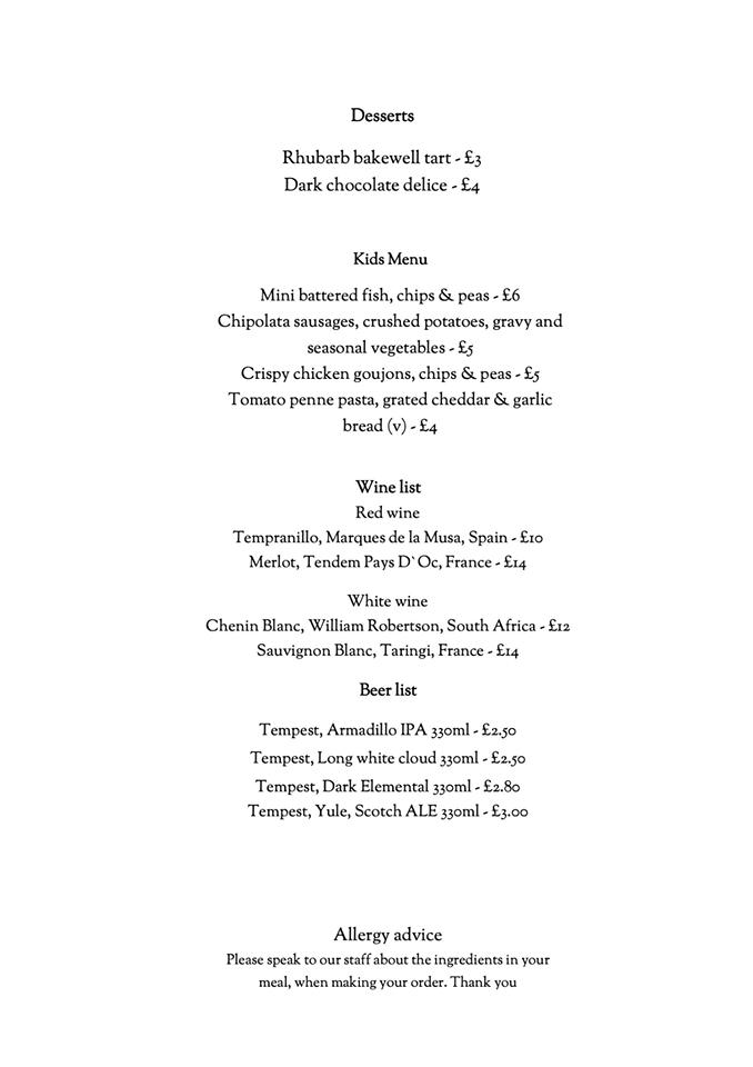 Menu at Provender Restaurant & Bar, Melrose