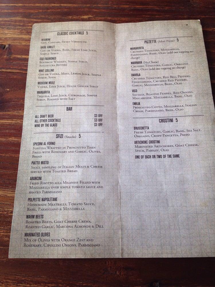 Menu at Settebello Pizzeria Napoletana, Oxnard