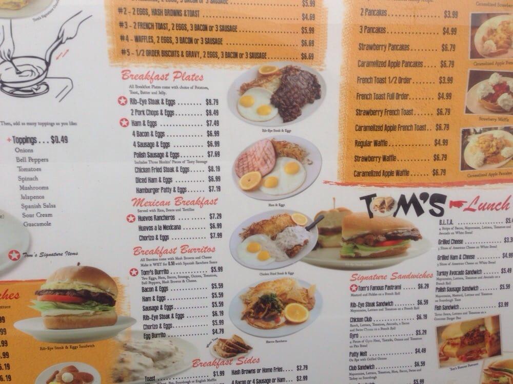 Menu at Tom's Family Restaurants, Los Angeles, Cahuenga Blvd