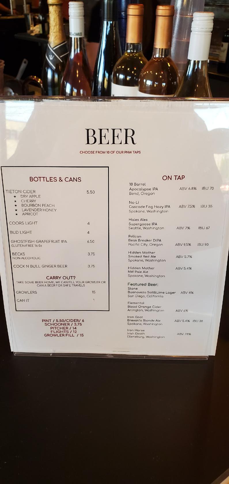 Menu at Cornerstone Pie pub & bar, Ellensburg