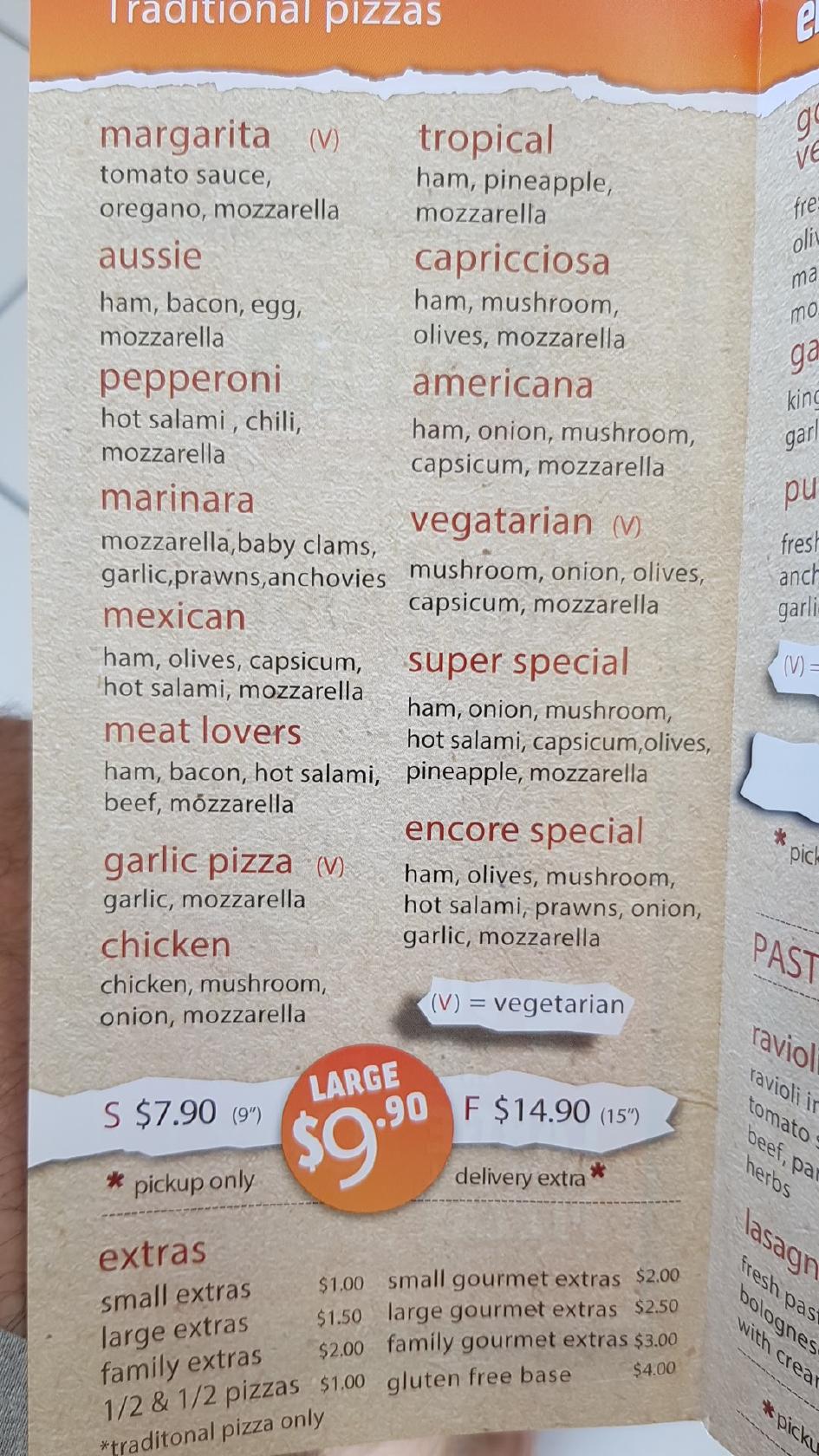 Menu at Encore Pizza Cranbourne pizzeria, Cranbourne