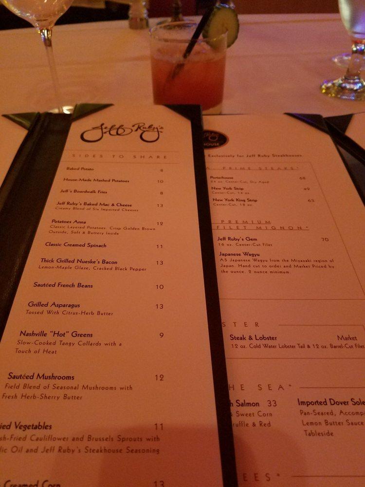 Menu at Jeff Ruby's Steakhouse, Nashville, Nashville