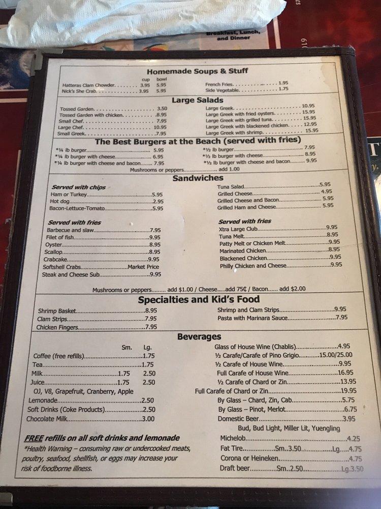 Menu at Nicks Bar & Grill, Virginia Beach, 508 Laskin Rd