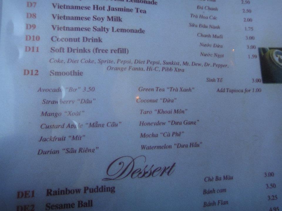 Menu at Pho Bac (Now has moved to Pho Augusta 4045 Jimmie Dyess Pkwy ...