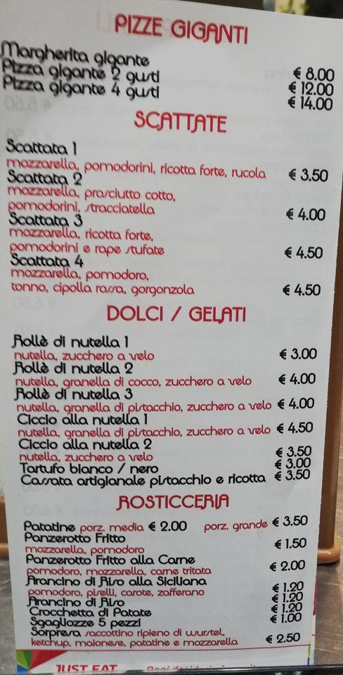 Menu at Pizze E Sfizi restaurant, Bari