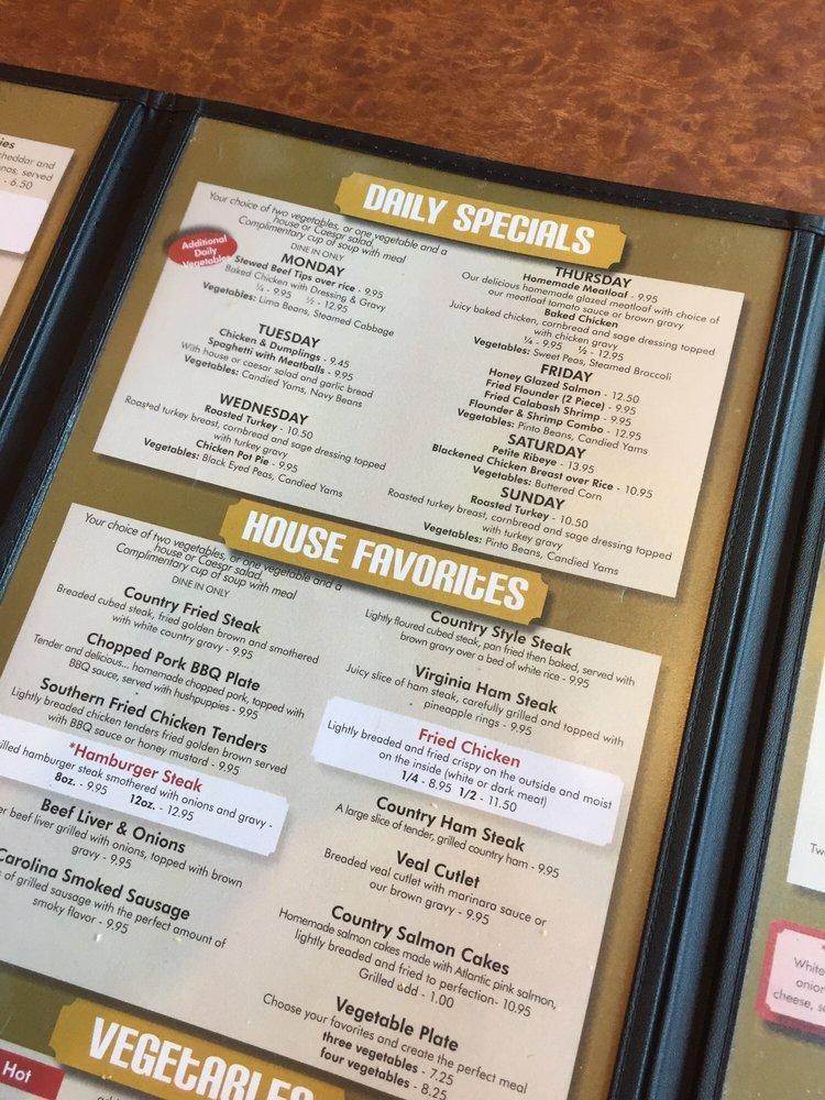 Menu at Tryon House restaurant, Charlotte, 215 E Exmore St