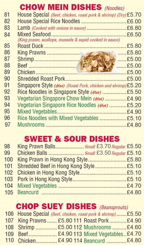 Menu at Eight Fortunes fast food, Leicester