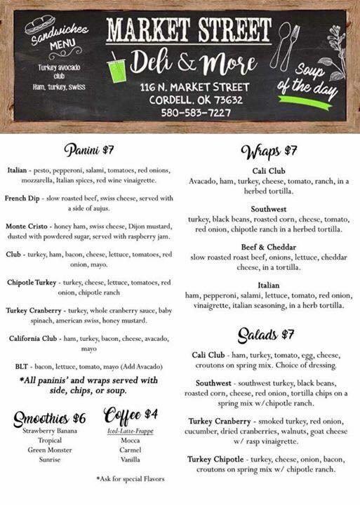 Menu at Market Street Deli & More cafe, New Cordell