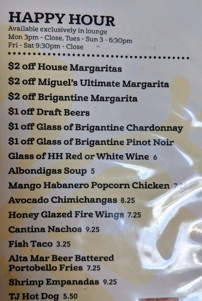 Menu at Miguel's Cocina 4S Ranch restaurant, San Diego, Craftsman Way