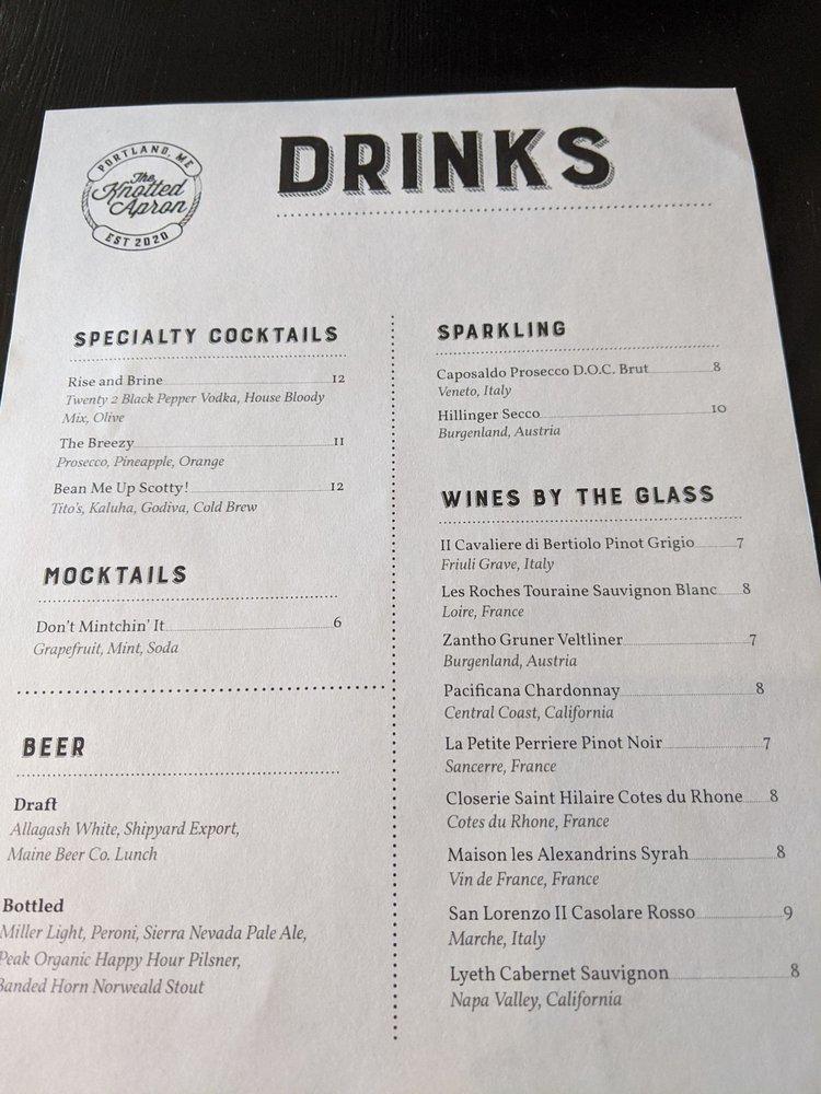 Menu at The Knotted Apron pub & bar, Portland