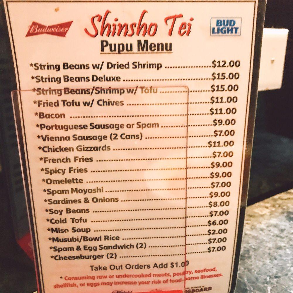 Menu at Shinsho Tei pub & bar, Honolulu