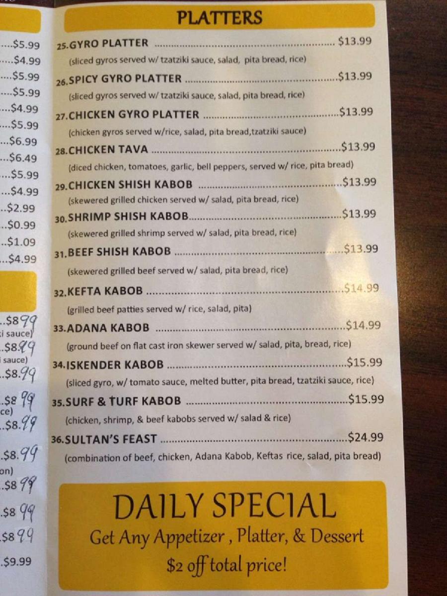 Menu at Ali Baba Grill Cafe, Fort Walton Beach