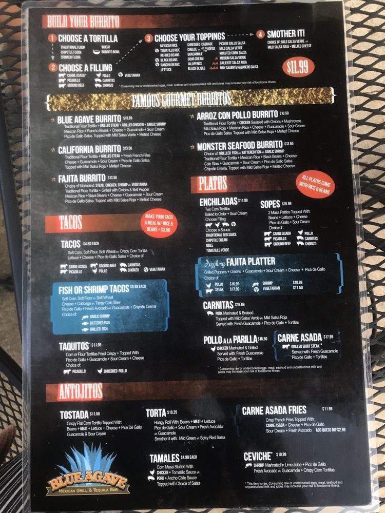 Menu at Blue Agave Port Orchard restaurant, Port Orchard