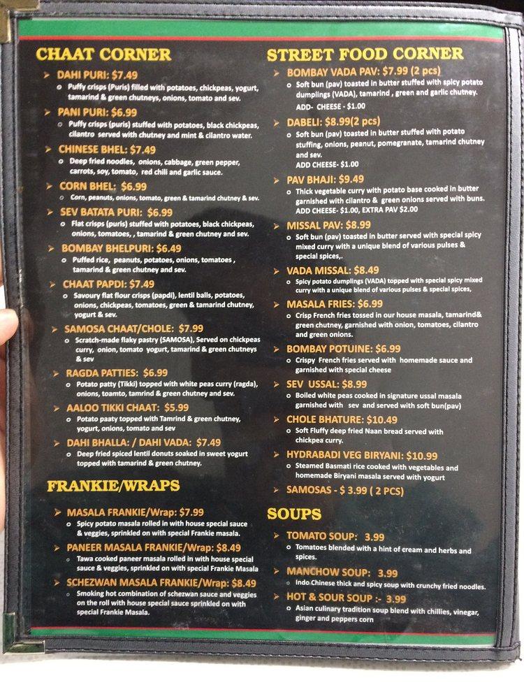 Carta del restaurante Bombay Chaat and Paan House, Edmonton