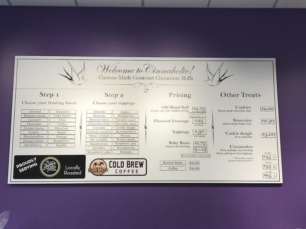 Menu at Cinnaholic desserts, Meridian