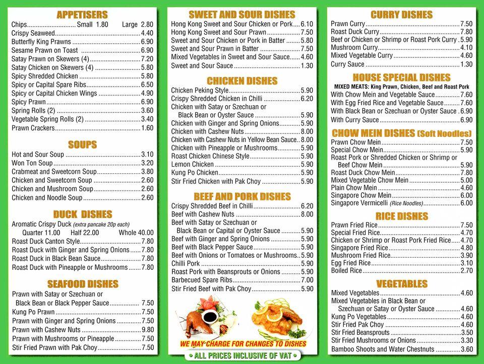 Menu at Golden Phoenix fast food, Maidenhead
