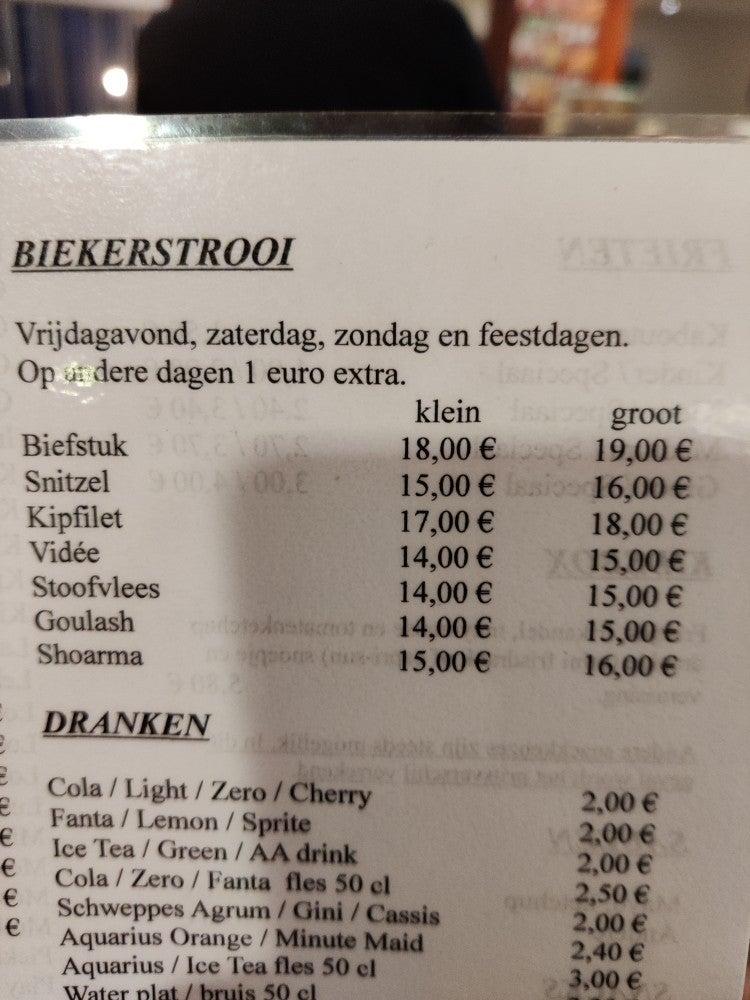 Menu at 't Fritje, Bree