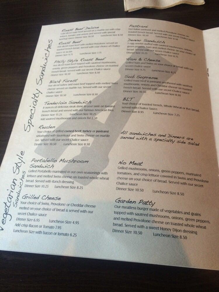Menu at Chalice pub & bar, Oshkosh