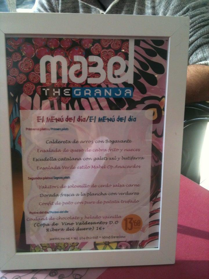 Menu at Granja Mabel restaurant, Barcelona