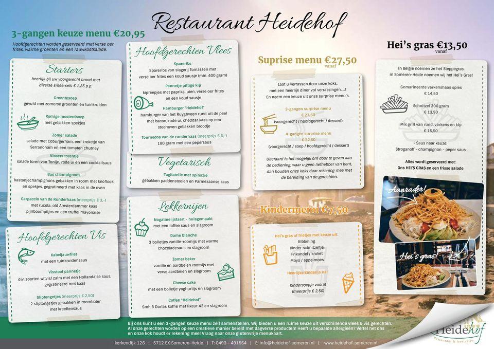 Speisekarte von Horeca Bedrijven Heidehof, Someren