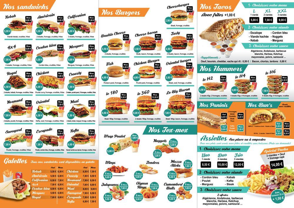 Menu au Kebab le pacha restaurant, Pont-Audemer