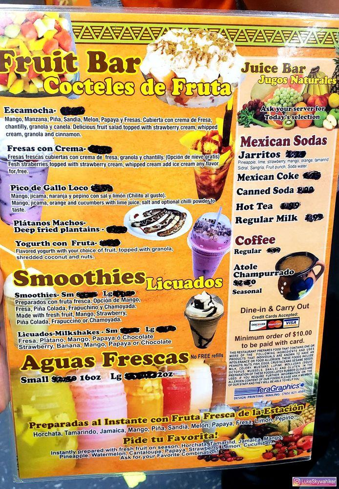 Menu at Mango Loco restaurant, Lafayette
