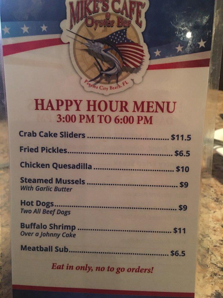 Menu at Mike's Cafe & Oyster Bar, Panama City Beach