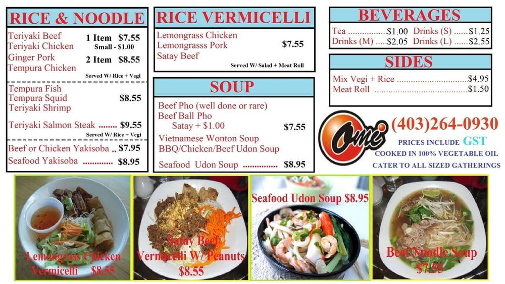Menu at Omi Japanese Food restaurant, Calgary