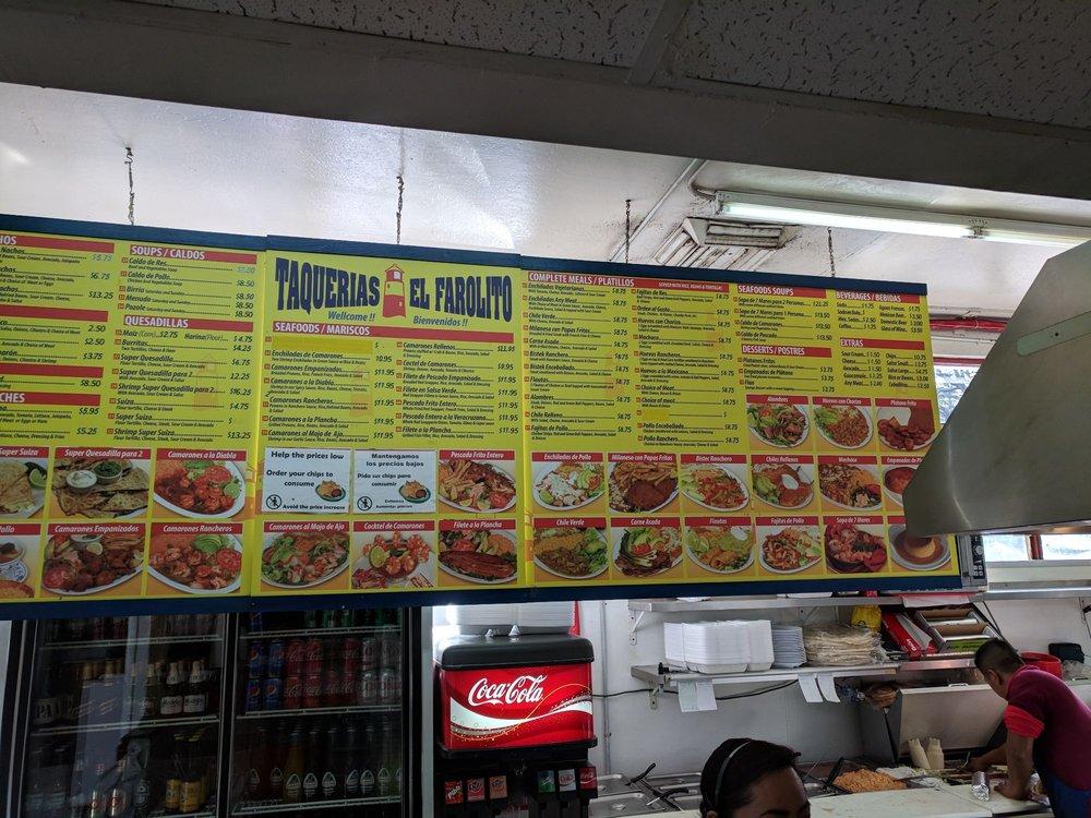 Menu at Taqueria El Favorito restaurant, Sebastopol