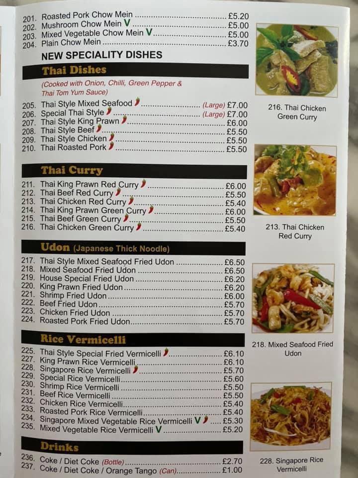 Menu at Ying Lung in Northampton restaurant, Northampton
